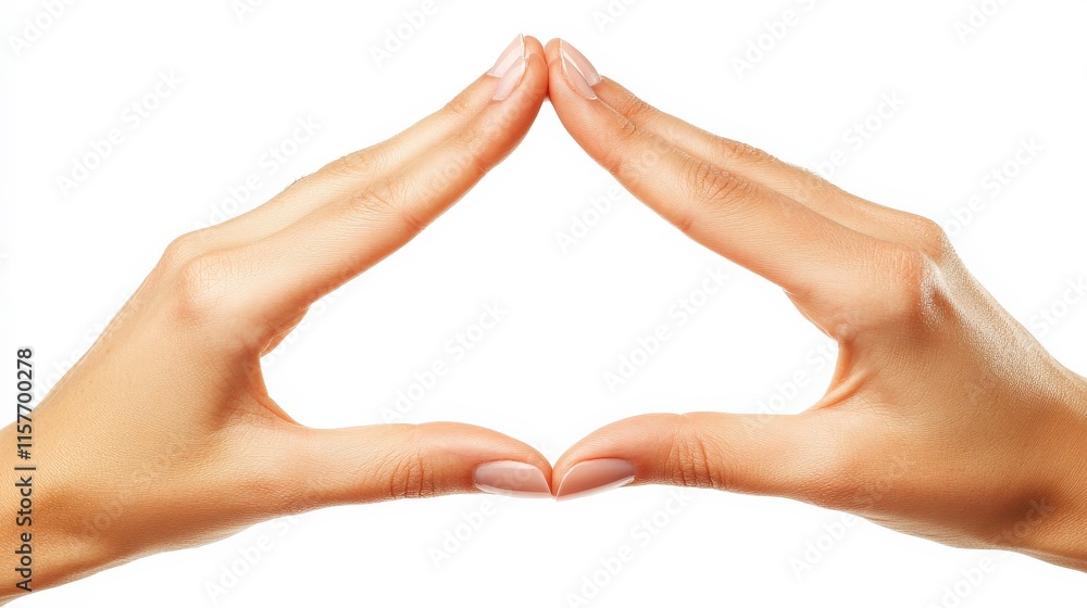 Hands Forming Triangle Shape Against White Background Signifying Unity ...