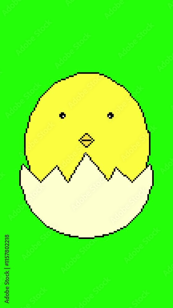Pixel art Cute Chick Hatching from Egg Game Asset Design Cartoon ...