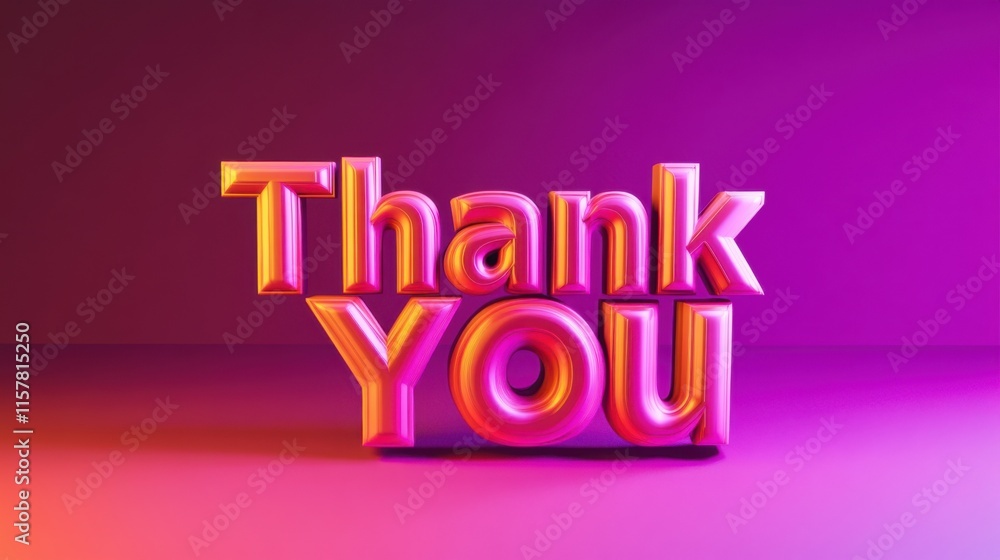 3D Rendered 'Thank You' with Abstract Gradient Background: Professional ...