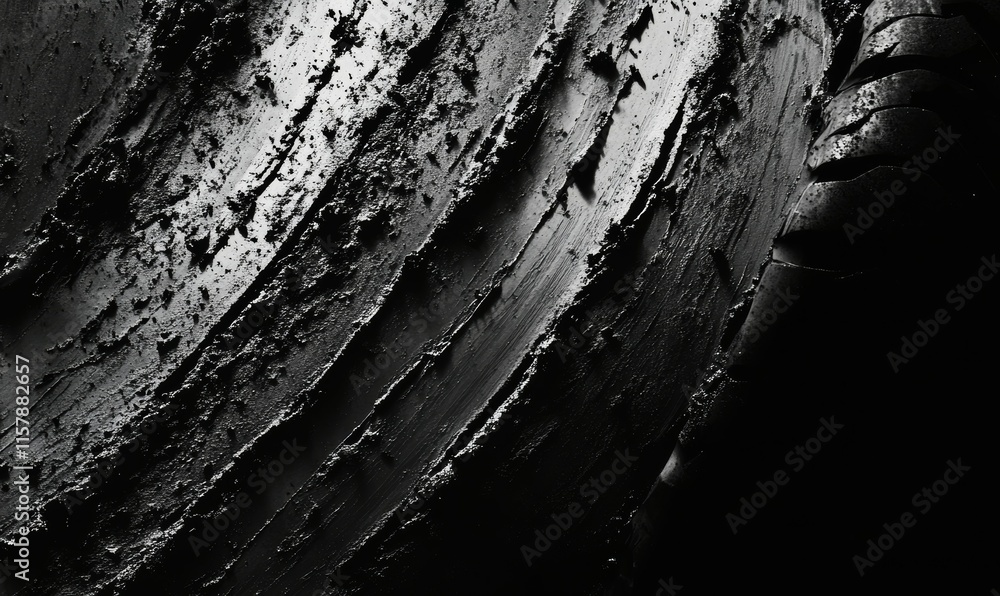 Background with texture wheel marks in skidding and rounded tire marks ...