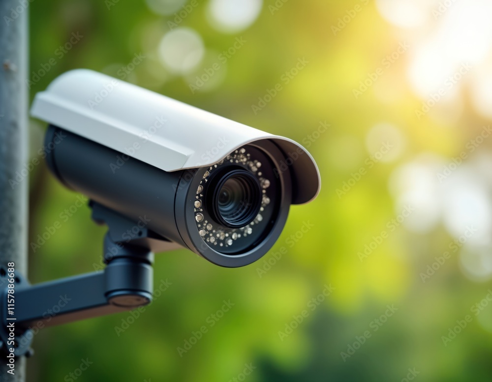 Outdoor surveillance camera. High-tech security system. Modern CCTV ...