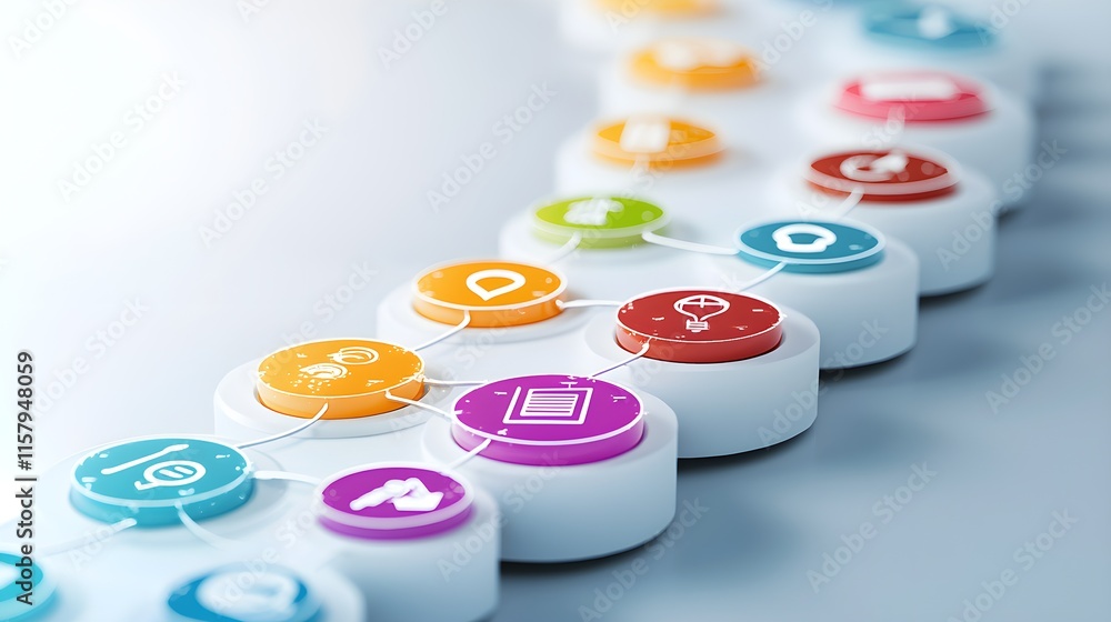 Step-by-step guide to success, clear pathway with vibrant icons--style ...