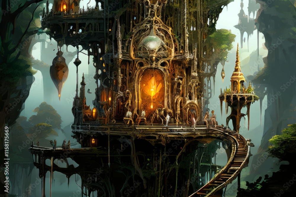 59 a fantasy depicting magical inventions and mythical creatures Stock ...