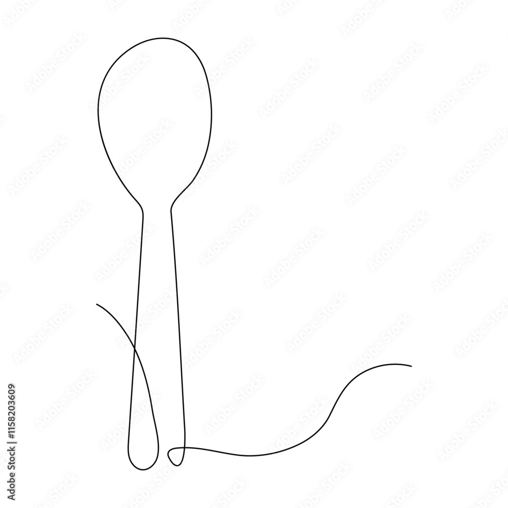Spoon line art vector illustration on the white background .spoon ico ...
