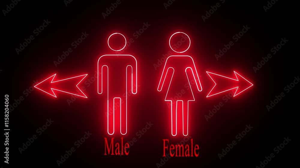 Neon Toilet sign animation. Pointer to the toilet or bathroom icon ...