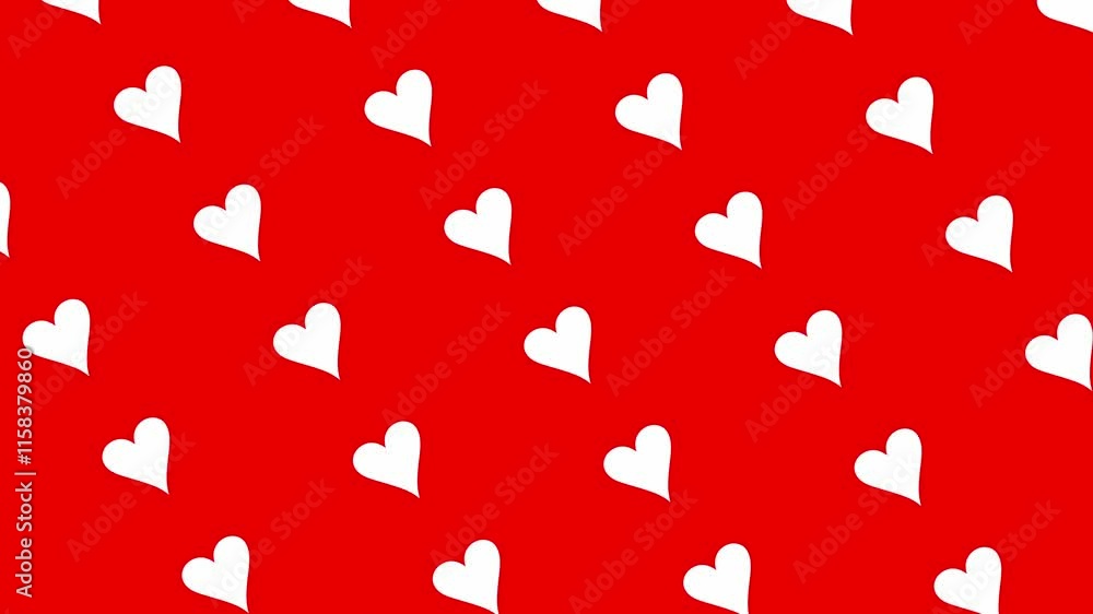 Cute white heart shapes motion background animation from top to bottom ...