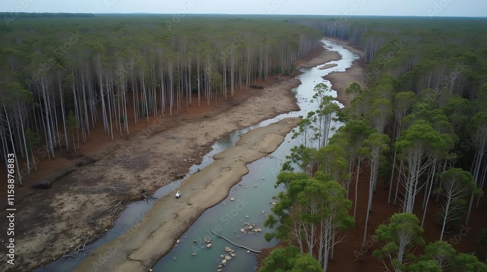 The once lush riverbanks are now bare and crumbling, revealing the ...