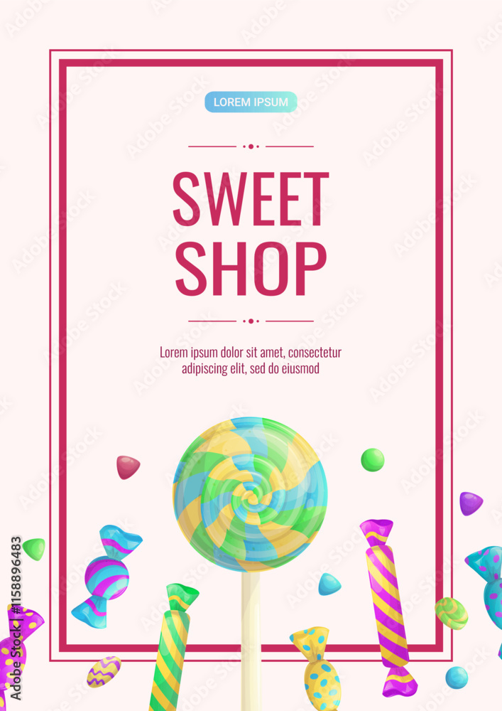 Banner design for a candy shop, sweets, desserts, and confectionery ...