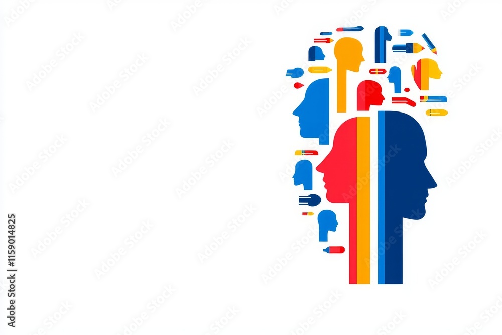 A group of people standing together yet gazing in various directions ...