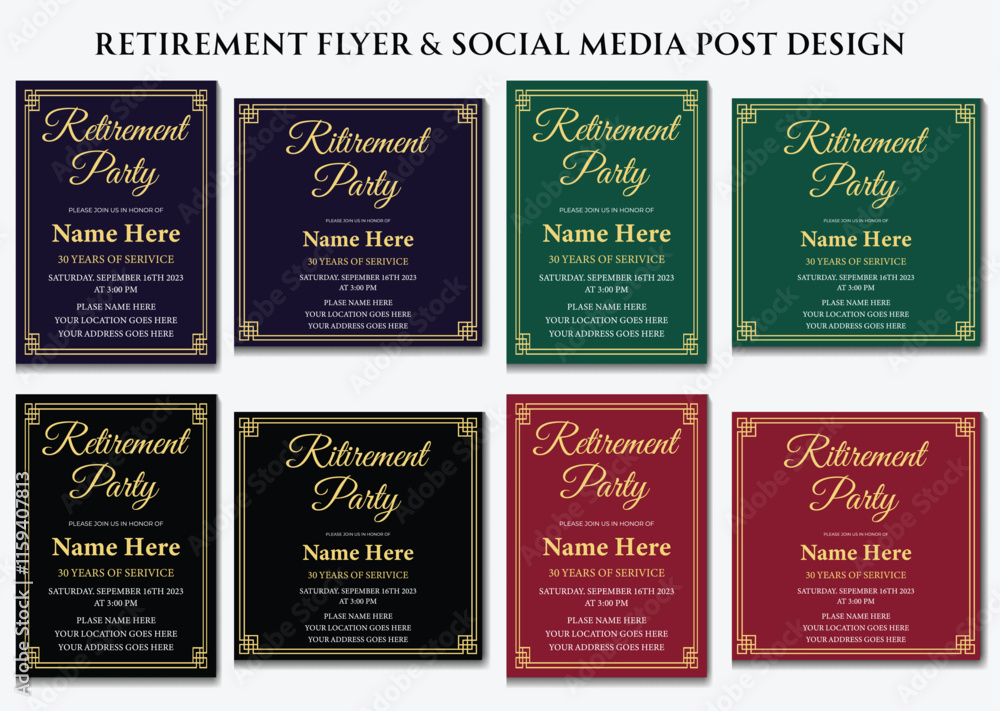 Retirement flyer. Happy retirement flyer. vintage, traditional, boho ...