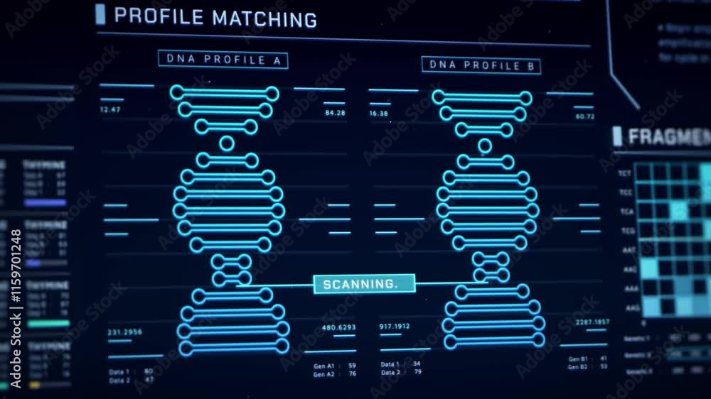 DNA Helix analysis visualization data, genome sequence ui screen ...