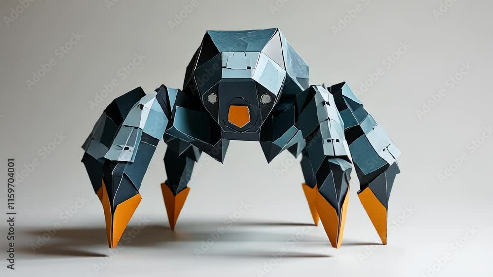 Cute Dancing Spider Robot in Colorful Origami Paper Craft Illustration ...