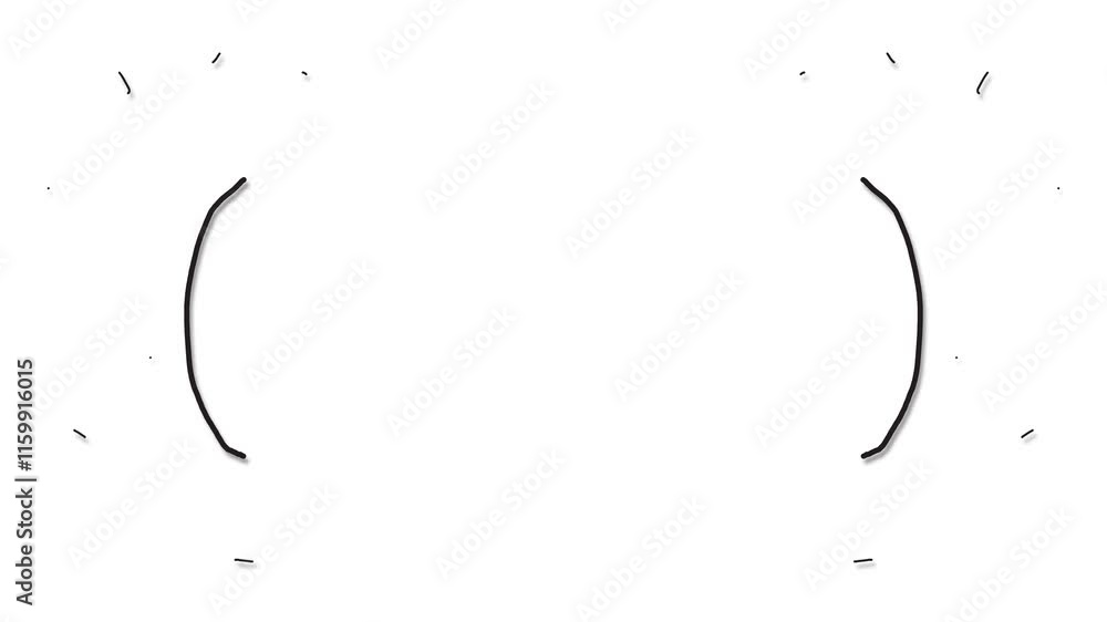 Two large and thin brackets with dots form an animated frame for ...