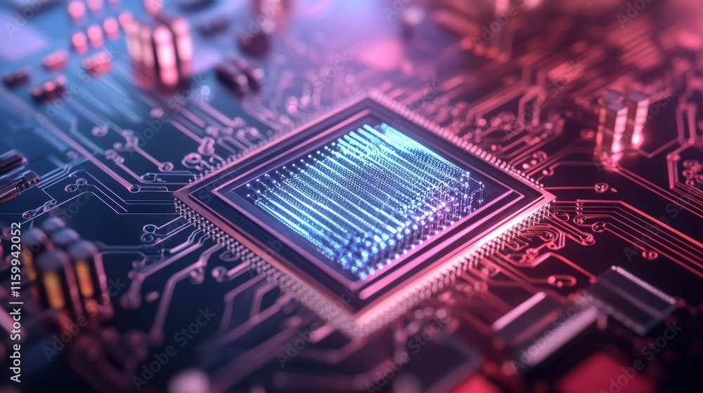 High-Resolution Image of a Modern Microprocessor on a Circuit Board Showcasing Intricate Details ...