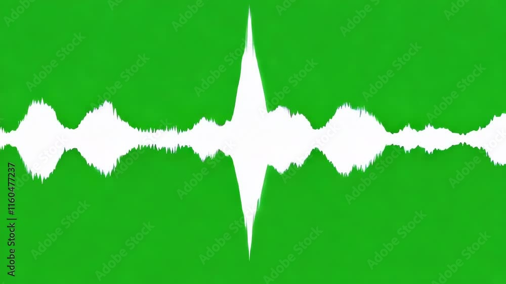Pulsating sound waves isolated on green screen background. Music ...