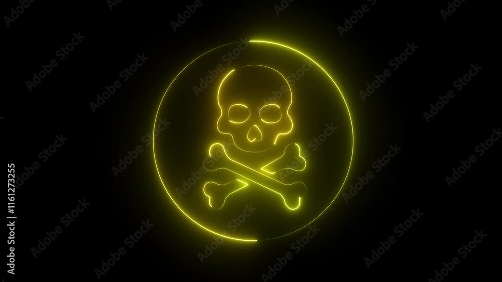 Skull Crossbones neon sign appear in center and disappear after some ...