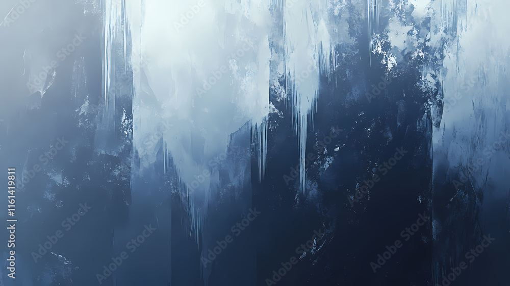 Ice-covered metal surface with sharp frost lines and abstract patterns ...