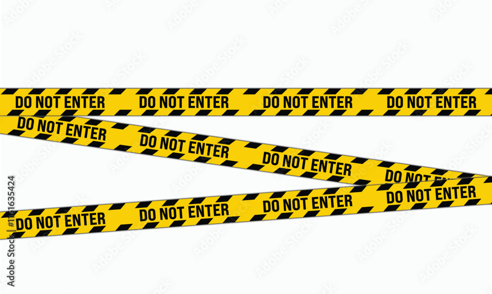 Poster Do Not Enter caution tape with bold chevron patterns, designed ...