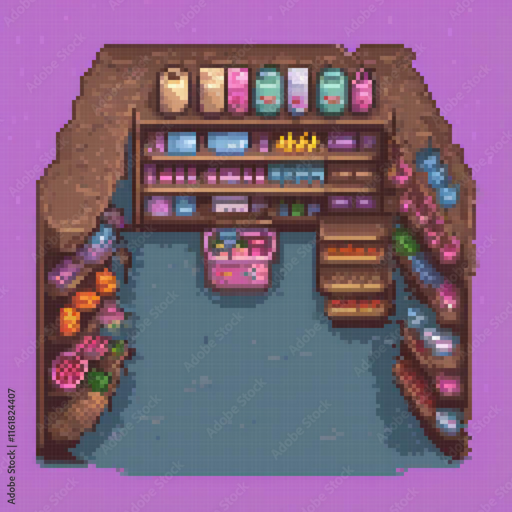 Poster Pixel art store with abundant items for vintage shopping. – Wall ...