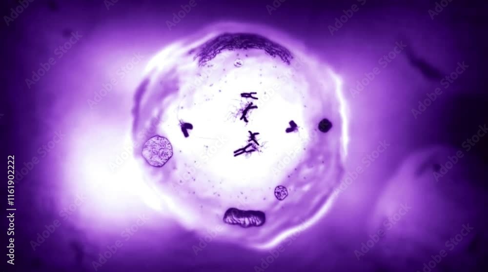 Stages of mitosis. Loopable. Biology background. Black and white. The ...