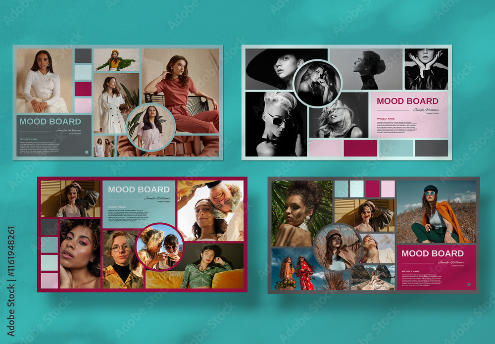 Clean Mood Board Template Layout Stock Template | Adobe Stock