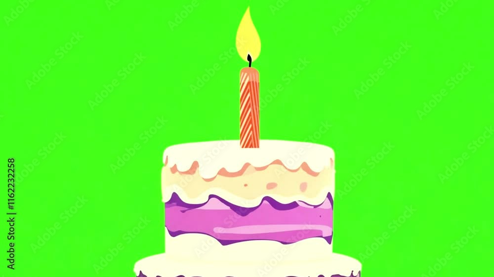 Birthday cake animation. cartoon cake animation. green screen ...