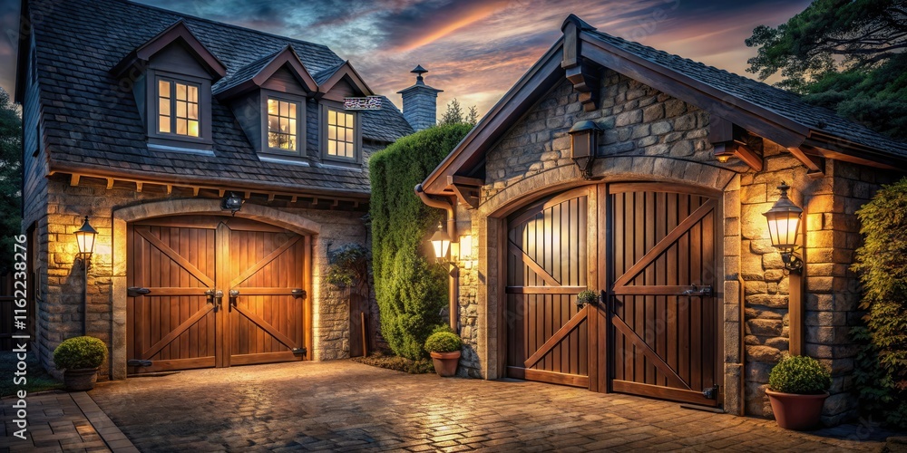 Low-light captures the architectural details of a charming English ...
