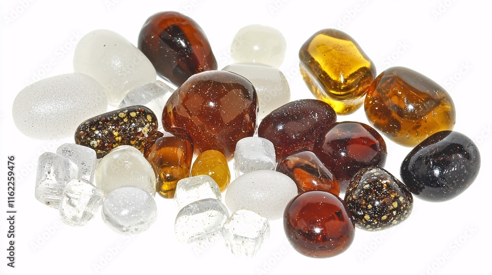 assortment of different types of vegetable sap including amber-colored ...
