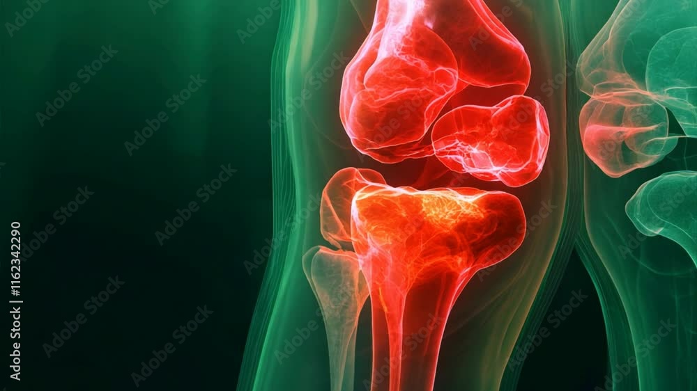 Knee Pain: A vivid, anatomical illustration of the knee joint with ...