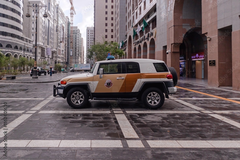 Madinah, Saudi Arabia - December 20, 2024: A Saudi Arabian police car ...
