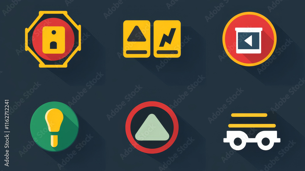 Road symbols and pictograms for transportation design, such as idea of ...