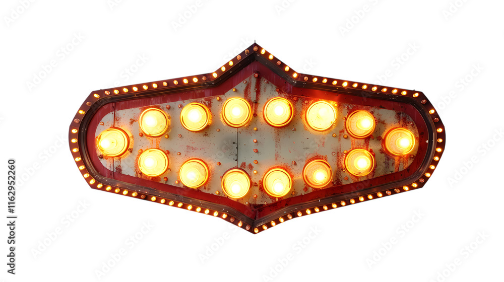 Retro marquee sign with lights, featuring a large blank space for ...