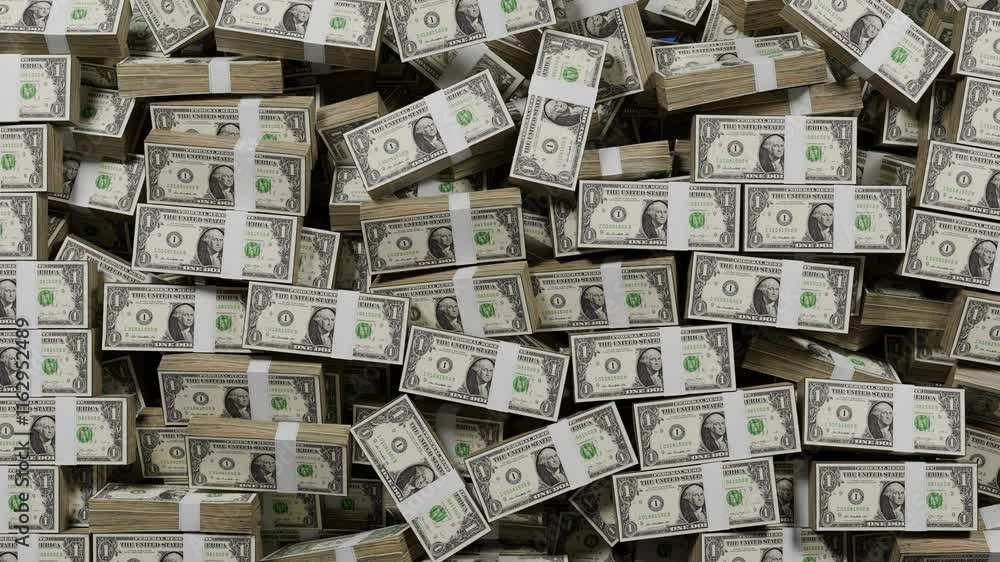 Dollar bills raining down with smooth green screen transition vídeo de ...