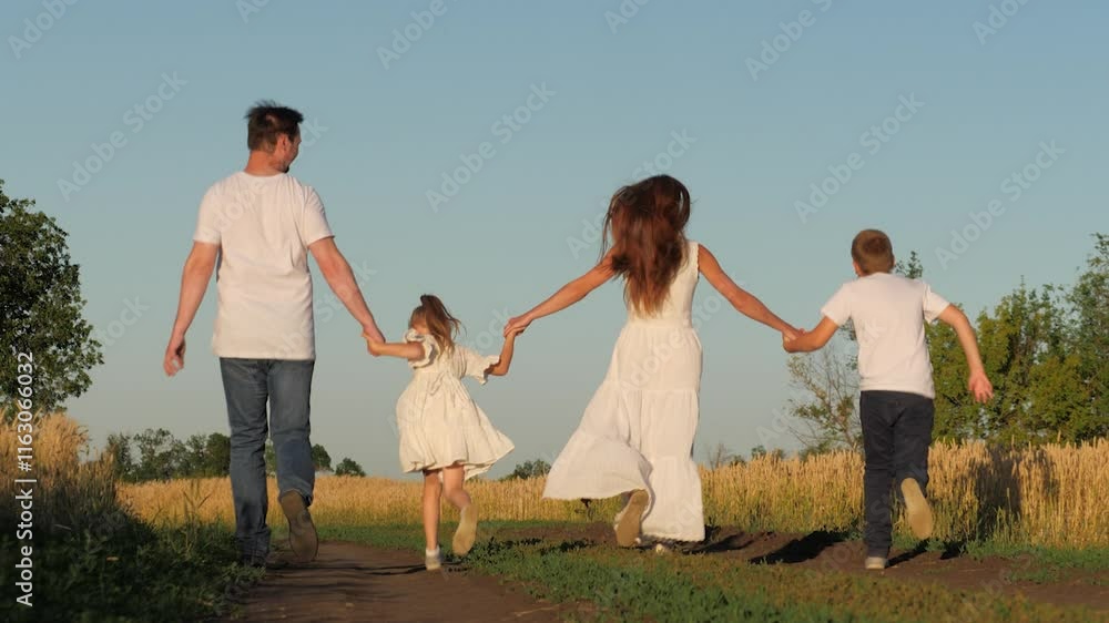 mother father child daughter son run, holding hands parents girl boy ...