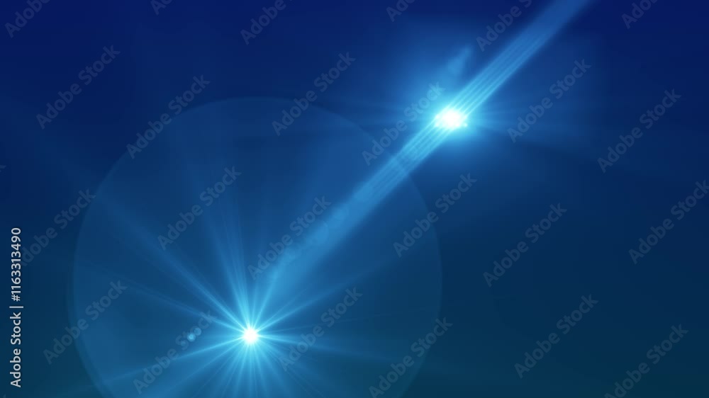 blue optical lens flares shine rays light abstract on black background ...