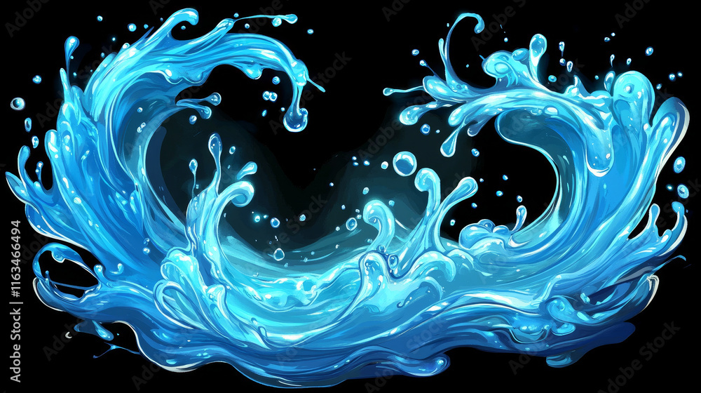 Water motion sprite sheet of animated swirl, vector cartoon animation ...