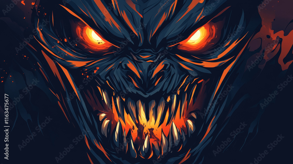 Monster face isolated vector icon, cartoon yelling emoji of angry demon ...
