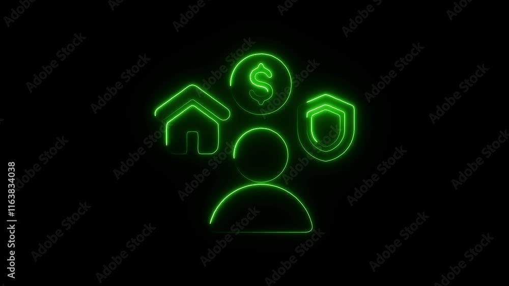 Glowing Neon Needs Icon Animation on Black Background, HD Motion ...