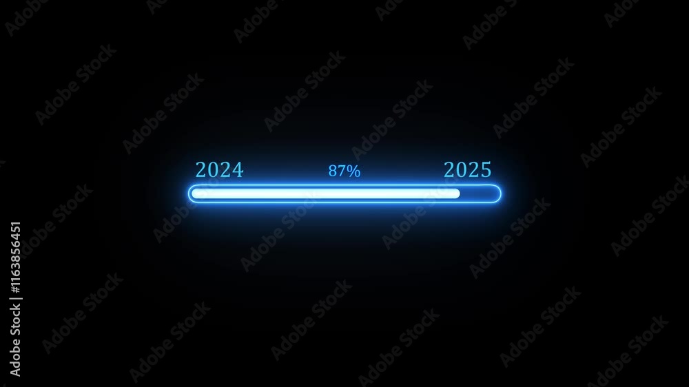 Loading bar from 2024 to 2025 new year transfer animation. New year ...