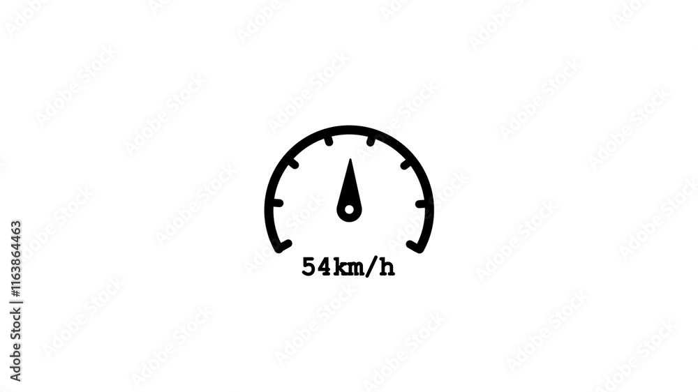 simple speed miter icon animation. Digital symbols at the speed meter ...