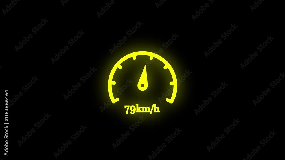 simple speed miter icon animation. Digital symbols at the speed meter ...