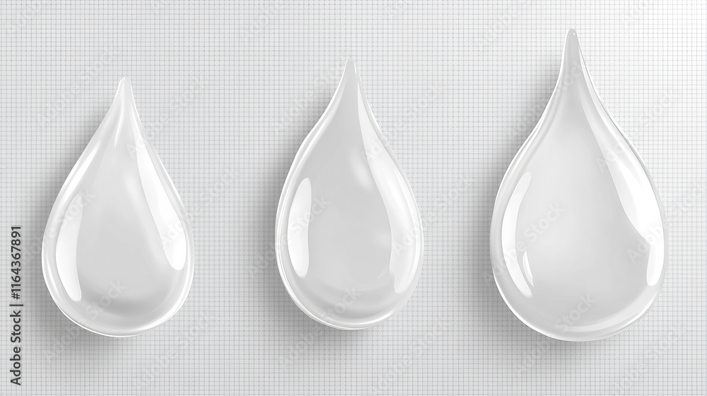 White cream droplet fall realistic 3d vector set. Liquid cosmetic drop ...