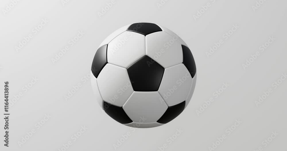 Football soccer ball animation on white background. Ball rotation loop ...