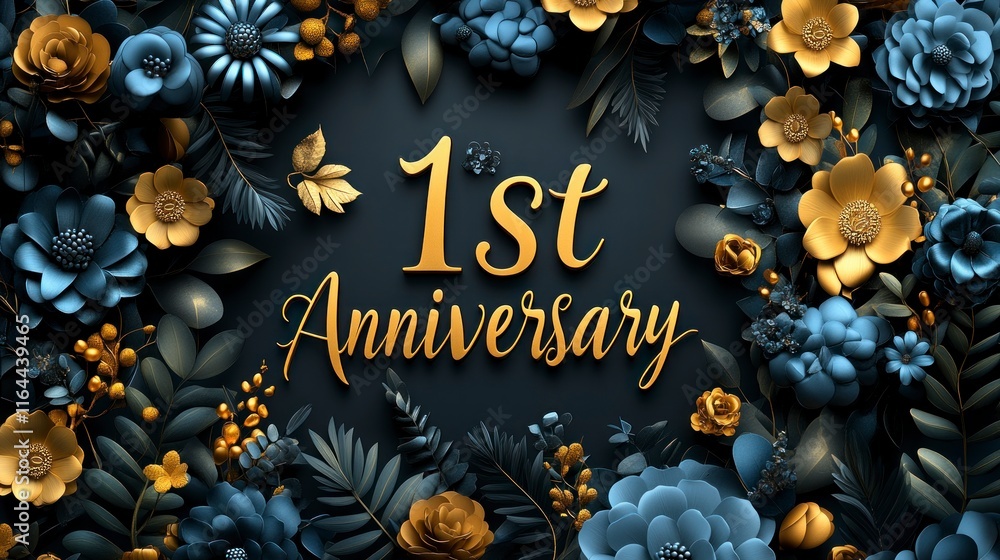 1st Anniversary written in elegant gold cursive on a sleek black ...