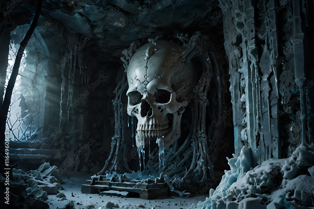 Deep within a forgotten cave, the colossal skeleton of a long-lost ...