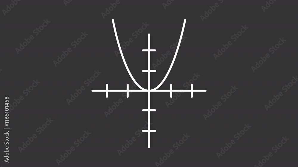 Animated quadratic graph white icon. Math analysis line animation ...
