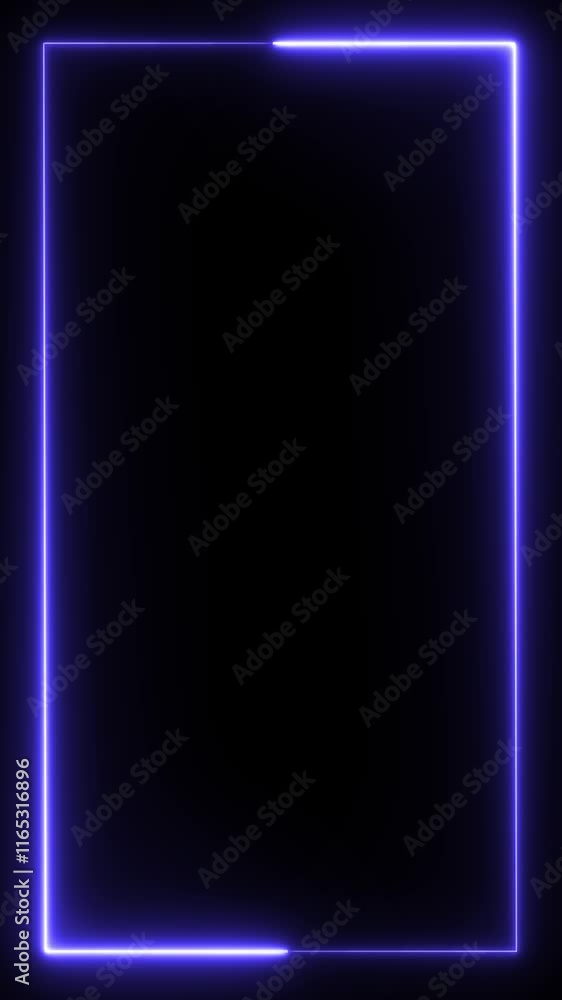 neon border frame, blue glowing border, rectangle, square, frame, black ...