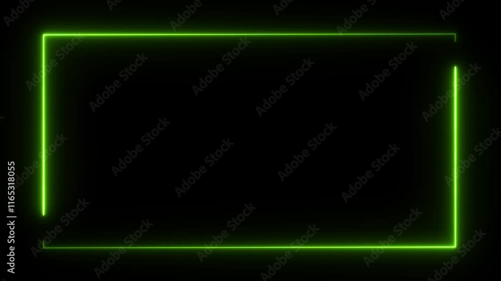 neon border frame, green glowing border, rectangle, square, frame ...