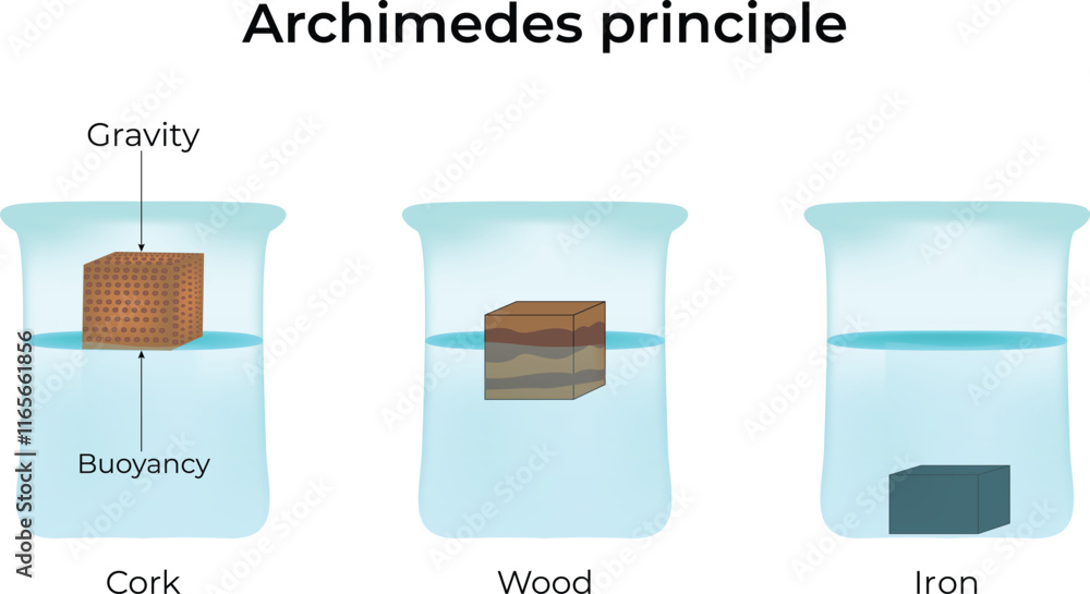 Poster Archimedes Principle Design Vector Illustration – Wall Art ...