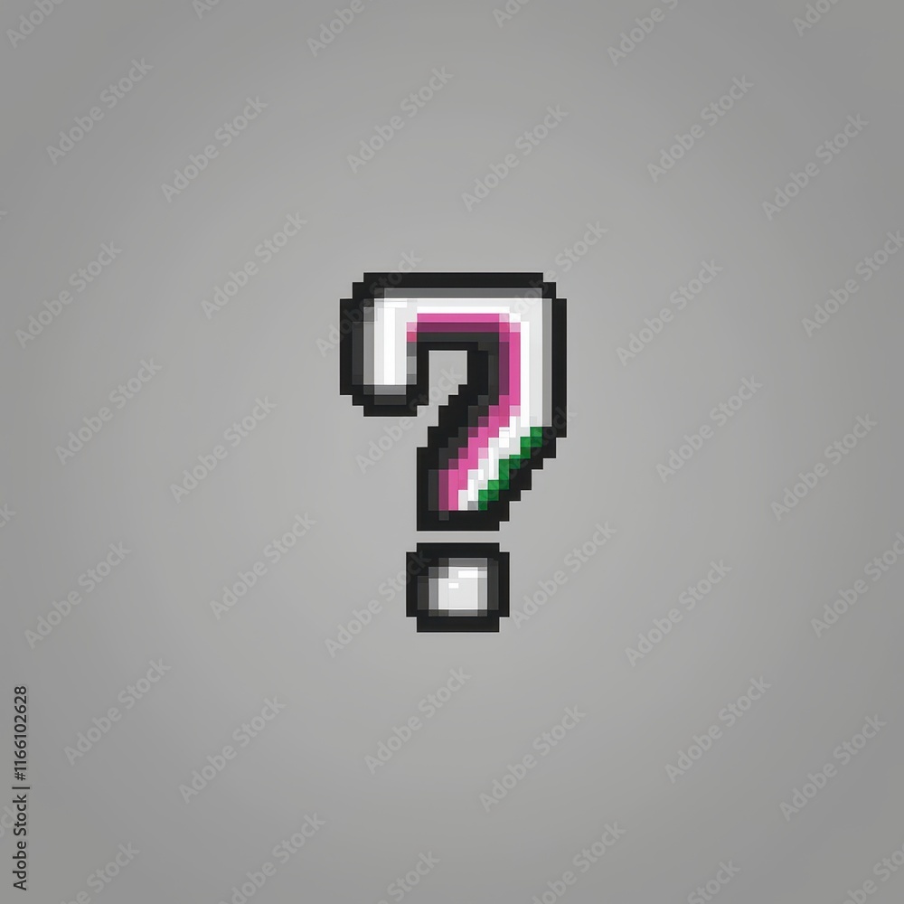 Stockillustratie Pixel Art Question Mark Retro Game Design 8 bit ...
